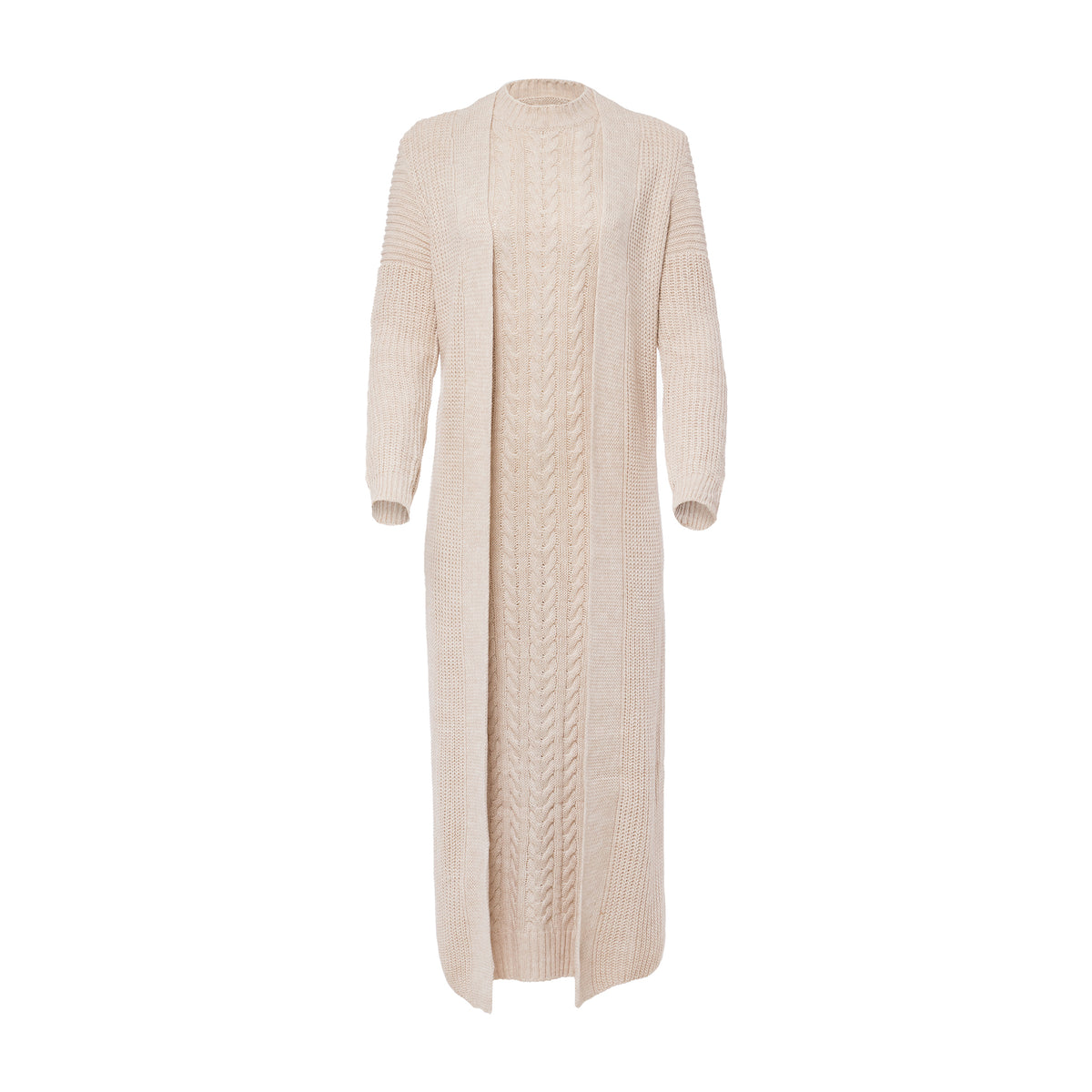 Cream Two Piece Knitted Set – Hijabglamour